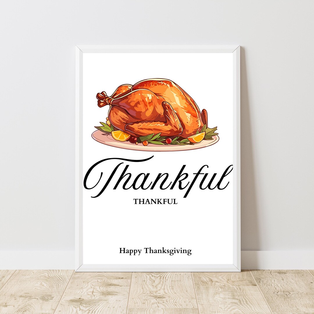 Thanksgiving Poster for Living Room, Kitchen & Door Thankful Wall Art ...