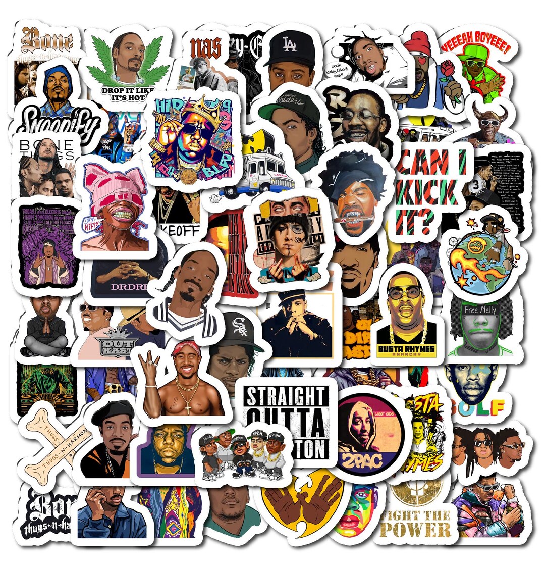 60pcs Rapper Stickers Mixed Hip Hop Artist Paper Sticker Pack for Fans ...