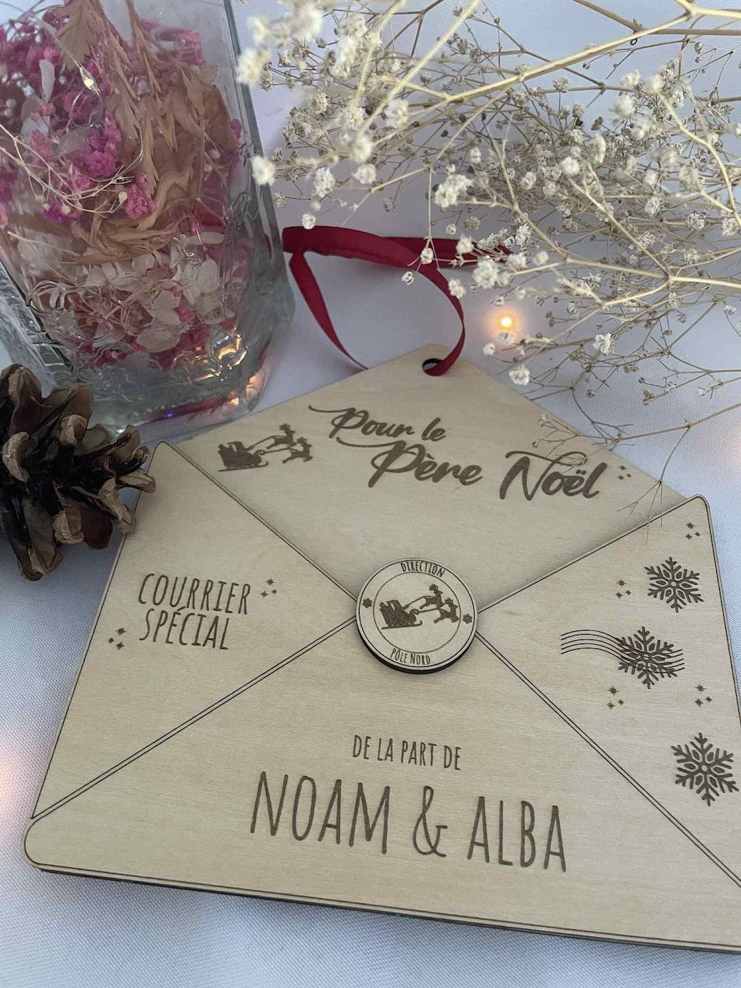 Personalized “for Santa” Envelope – Wooden Ornament – Slide-in List ...