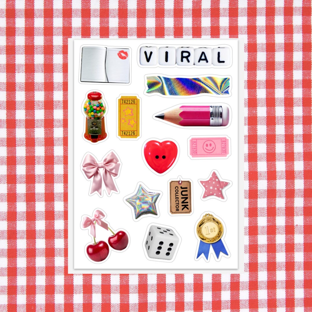 Viral Sticker Sheet 5x7, Kiss Cut Sticker Sheet, Scrapbook Stickers ...
