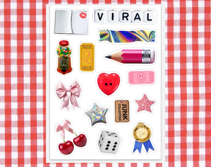 Viral Sticker Sheet 5x7, Kiss Cut Sticker Sheet, Scrapbook Stickers ...