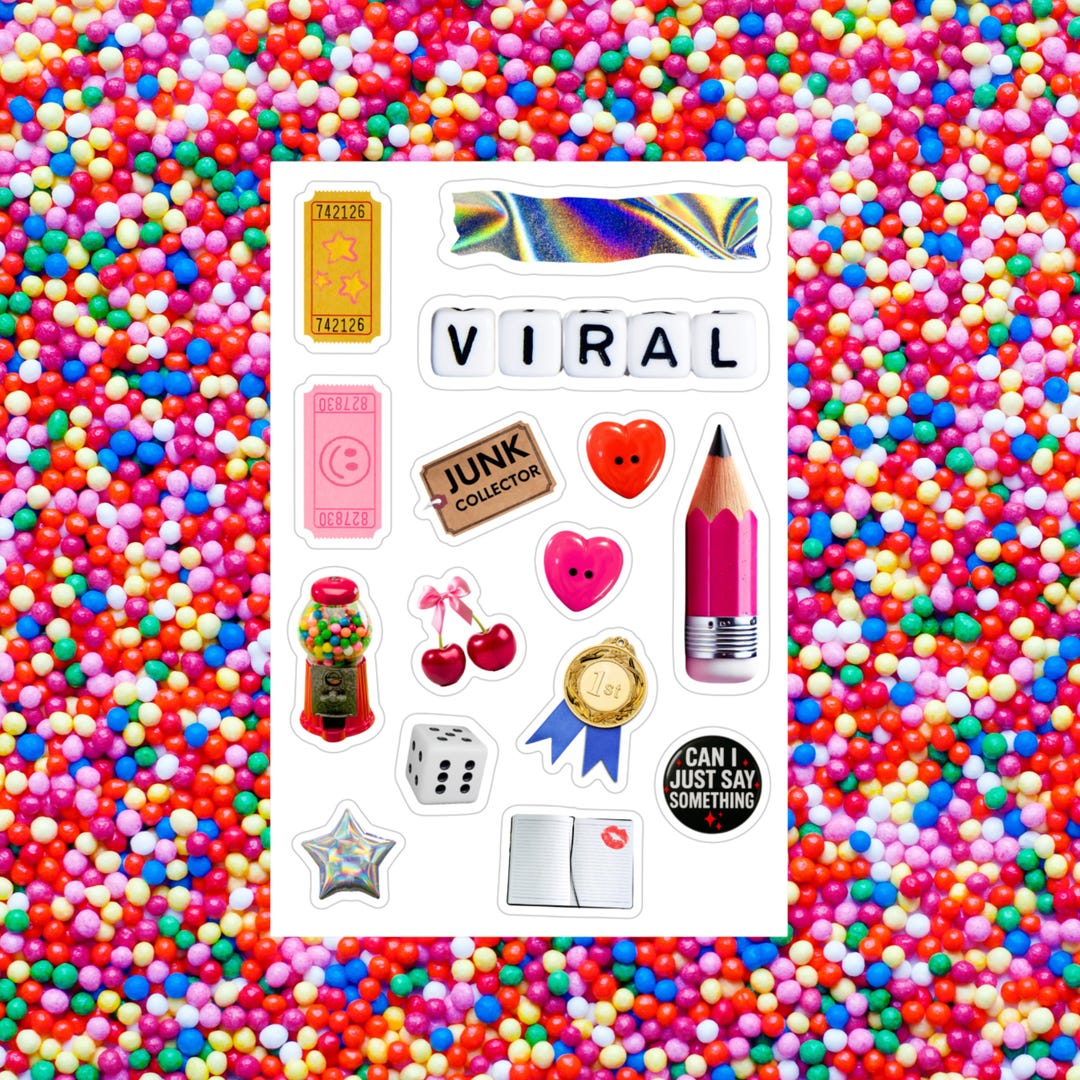 VIRAL Sticker Sheet, 4x6, Journal Cover Stickers, Junk Journal Stickers ...