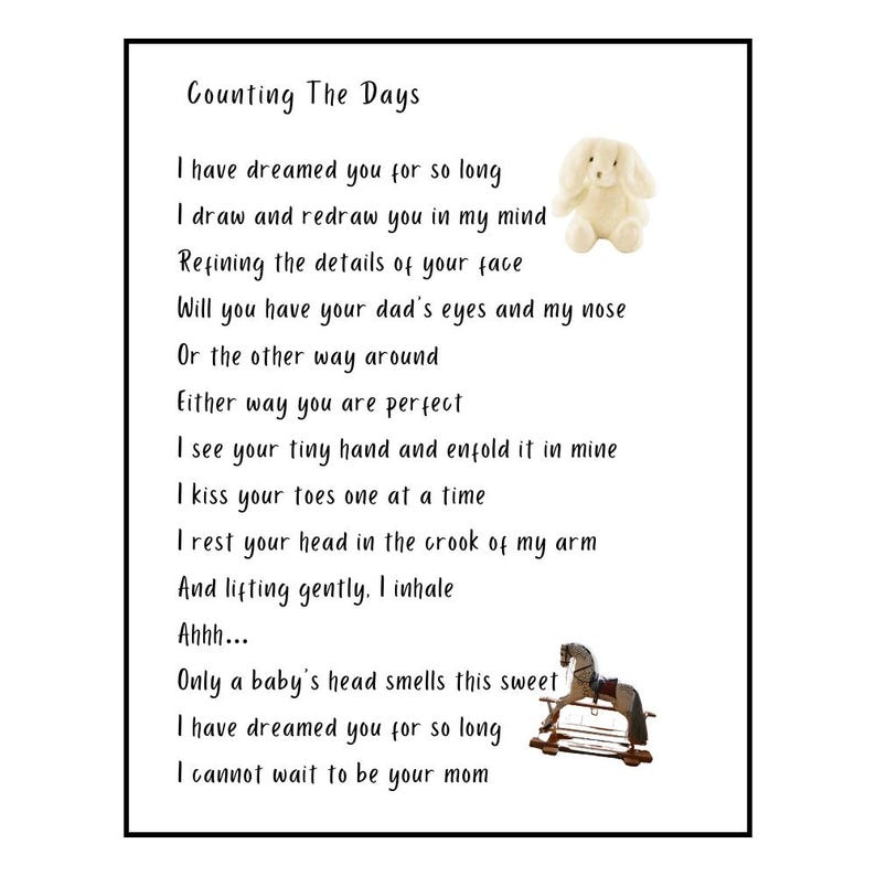 Counting the Days Poem for Mom-to-be | Digital Download Poem | Baby ...