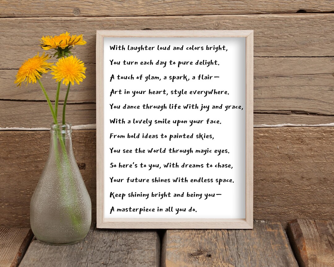 Graduation or Birthday Poem for Girl |DIGITAL DOWNLOAD| Fun-loving Girl ...
