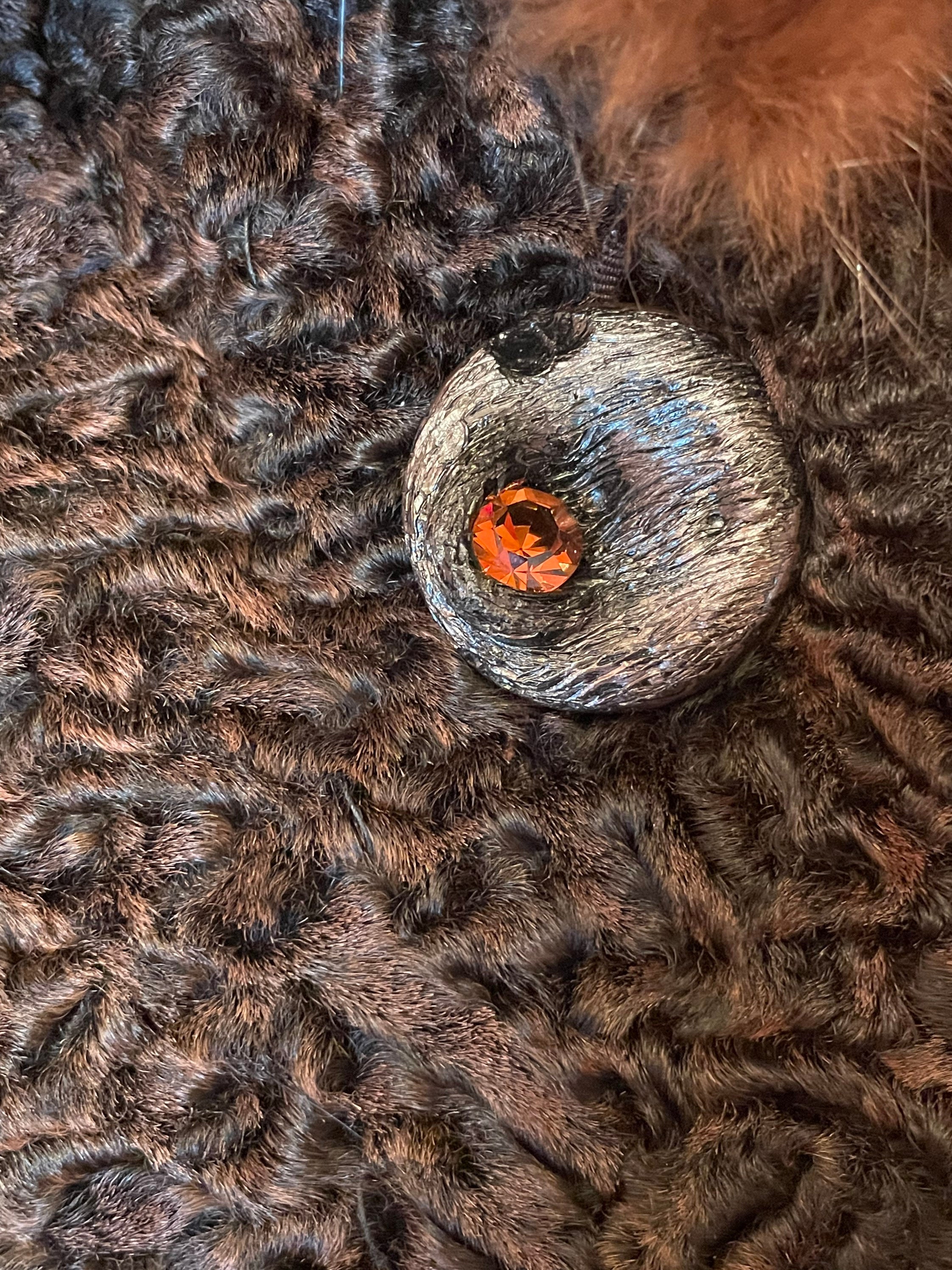 Vintage Brown and Black Curly Persian Lamb Fur Coat With Vintage Brown and Black Curly Persian Lamb Fur Coat With