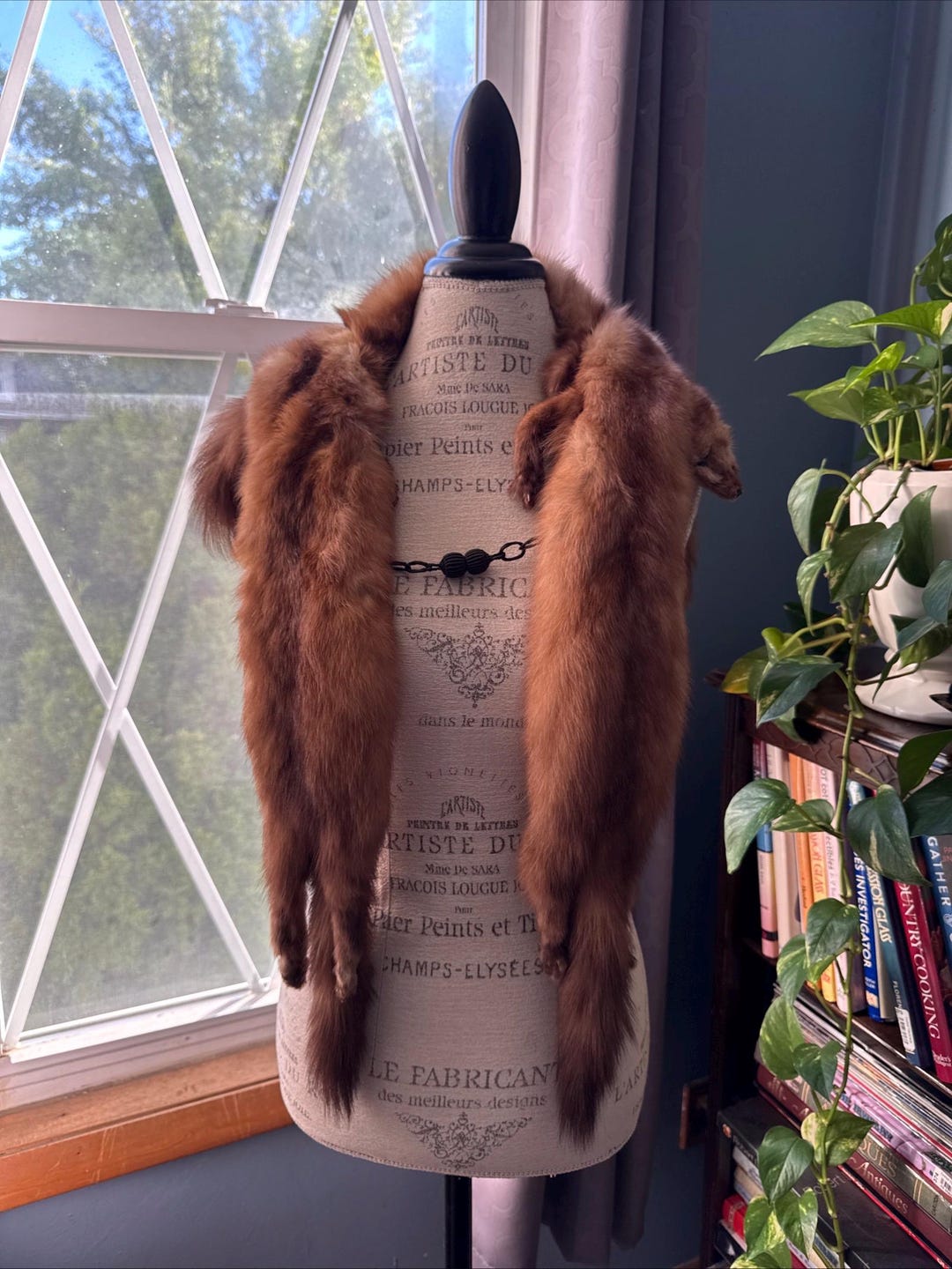 Vintage 1940s Four Fox Fur Stole Wrap, With Lucite Chain Link Snap ...