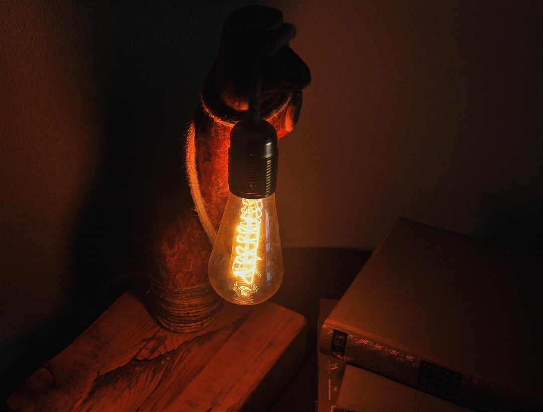 Handcrafted Plum Tree Trunk Lamp With Wooden Base With Gold Socket ...