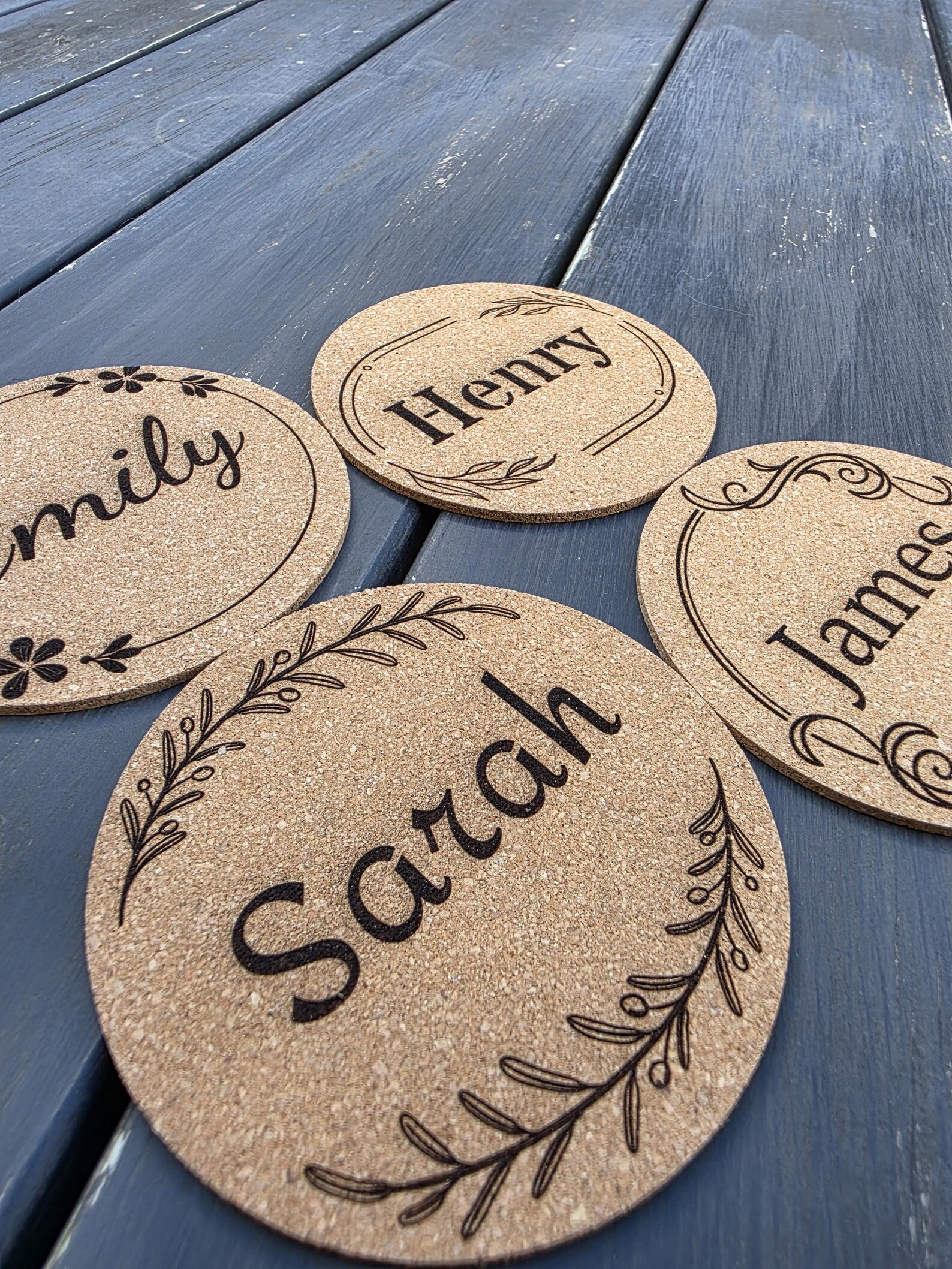 Custom Engraved Cork Coaster – Personalised Name or Message – Eco ...