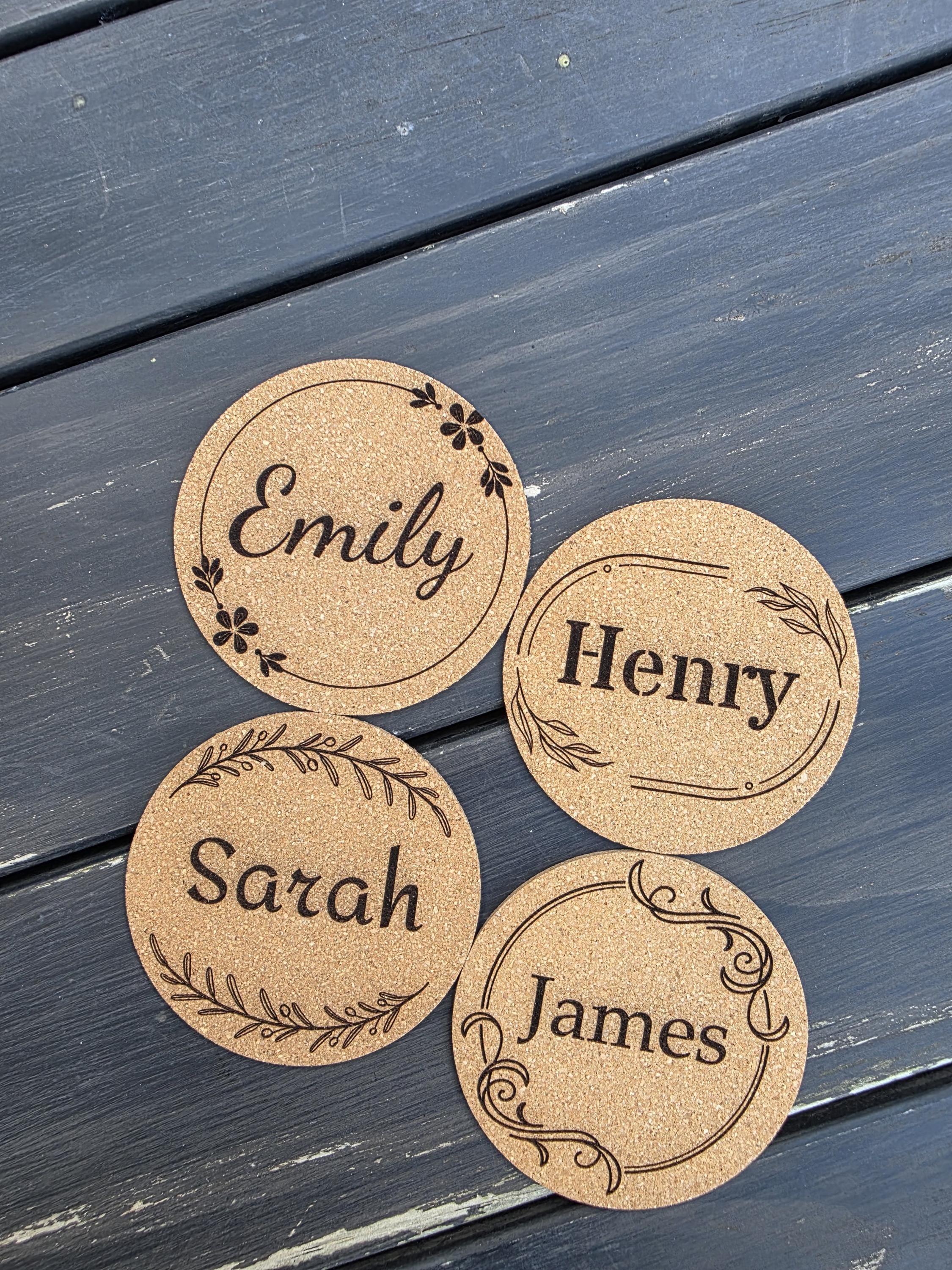 Custom Engraved Cork Coaster – Personalised Name or Message – Eco ...