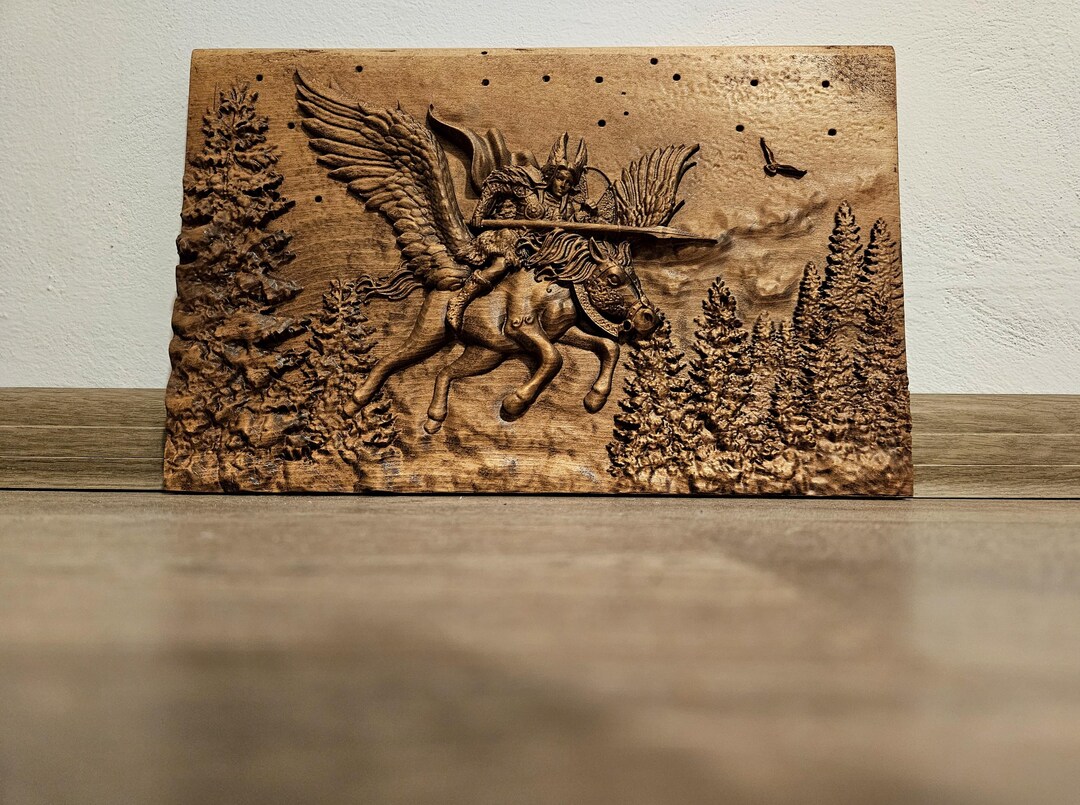 Carved Wooden Panel "valkyrie" – Guardian of Warriors and Fate - Etsy
