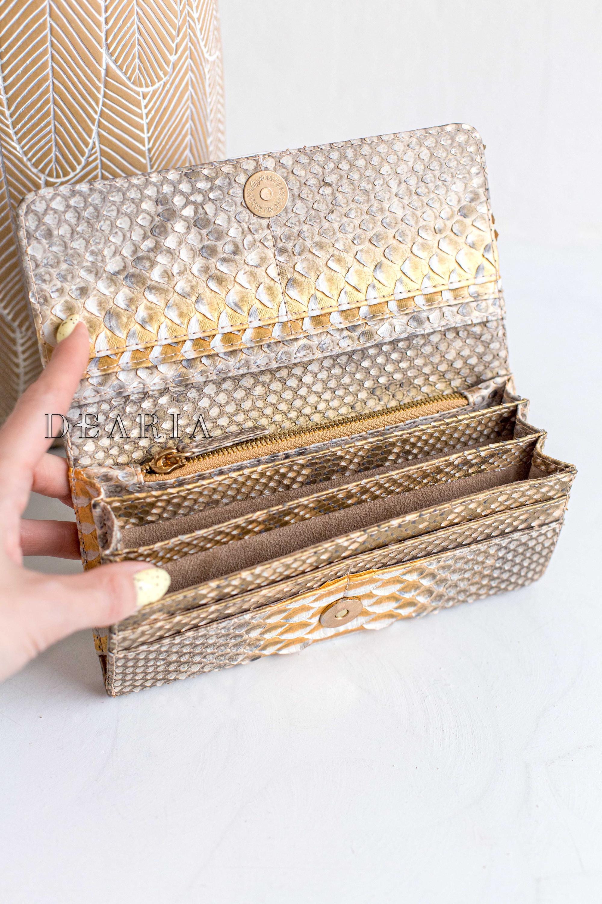 Emerald Green Python Leather Wallet - Luxury Snakeskin Wallet ...