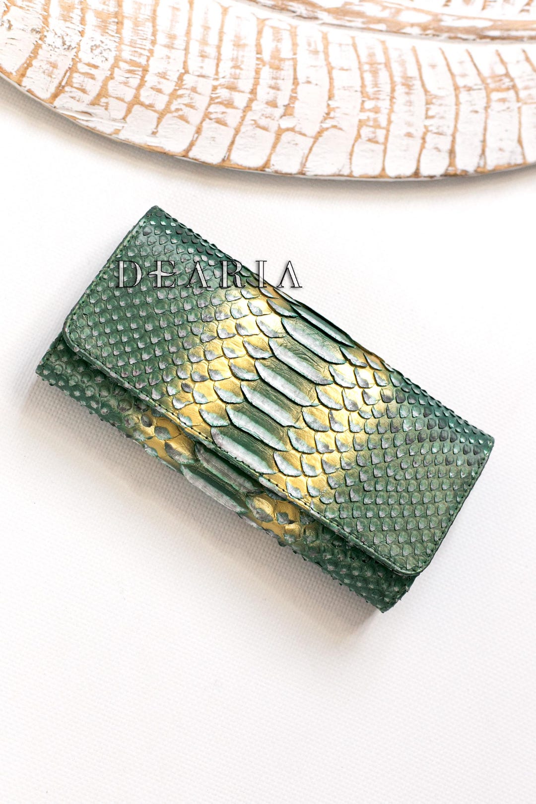 Emerald Green Python Leather Wallet: Luxury Snakeskin Flap Wallet - Etsy