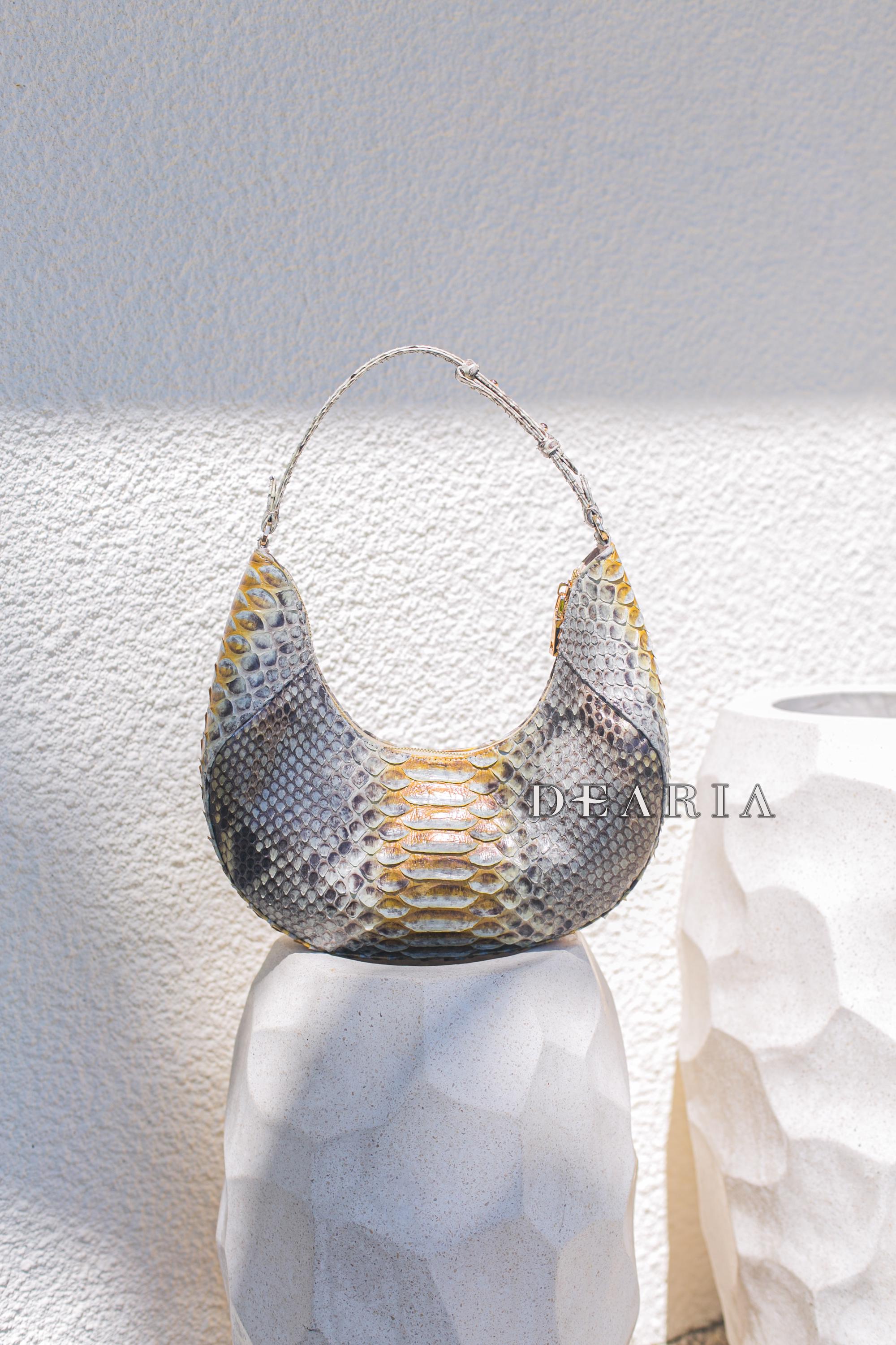 Python Bag - Snakeskin Handbag - Exotic Leather Purse - Moon Bag - Etsy
