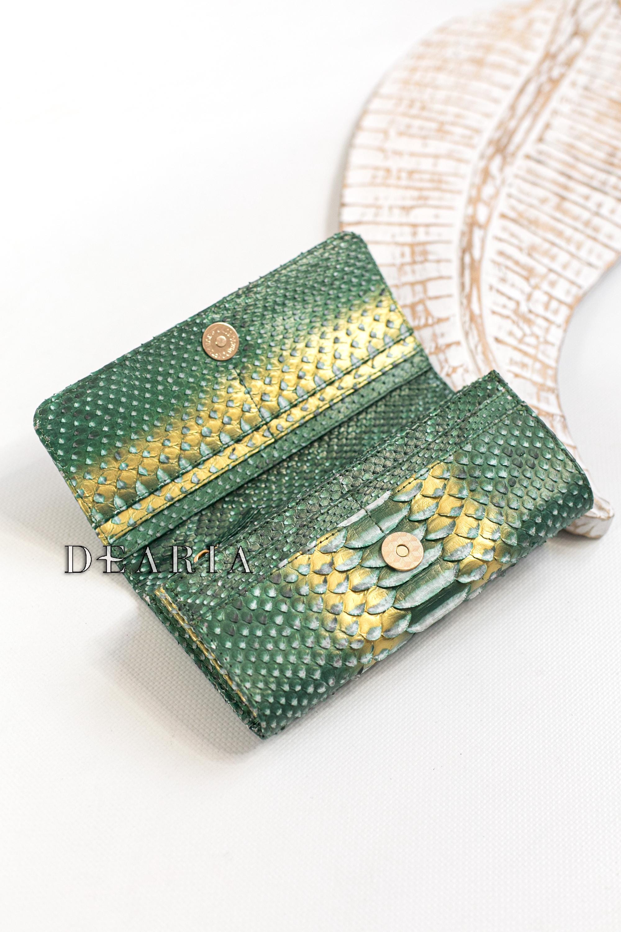 Emerald Green Python Leather Wallet - Luxury Snakeskin Wallet ...