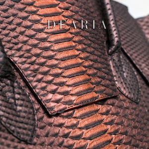 Bronze Python Leather Tote Bag – Structured Exotic Handbag - Etsy