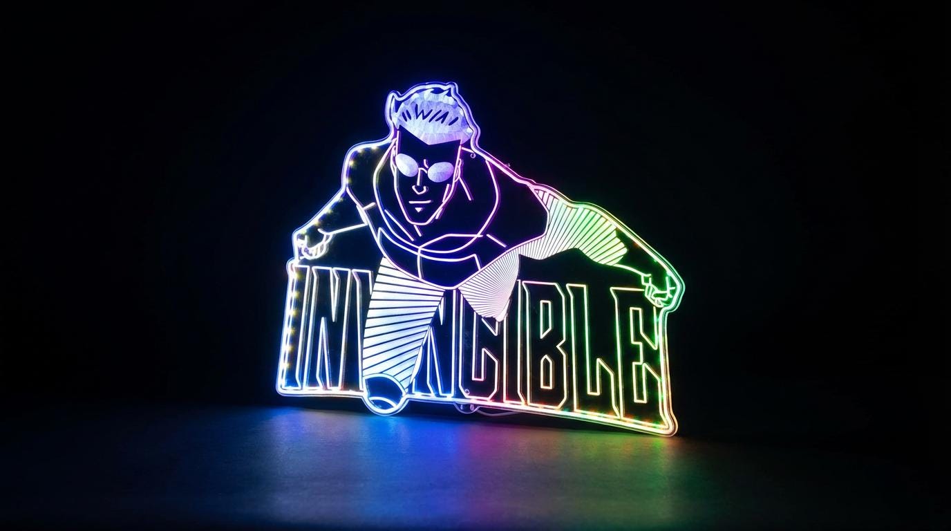 Invincible Wall LED Light Sign With Multi Colors, Custom Comic Game ...