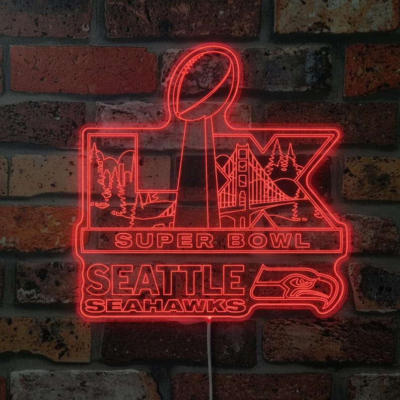 Seattle Seahawks Champions LED Light Sign, Custom Sport Bar Room LED ...
