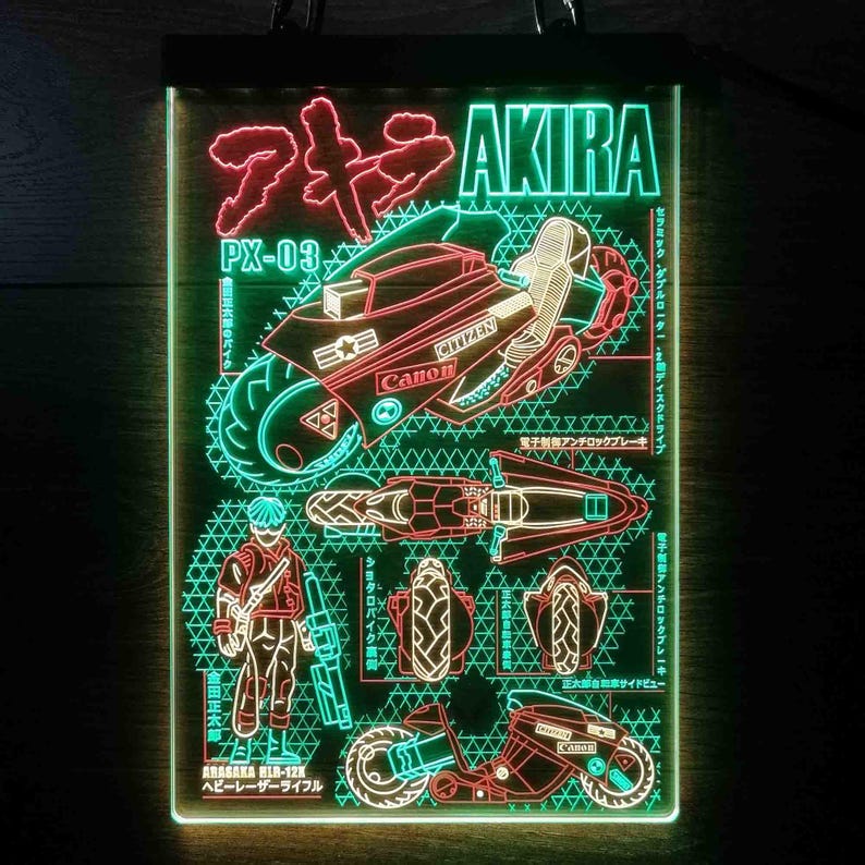 Akira Cyberpunk Bike Neon LED Light Sign, Custom Man Cave Light Sign ...