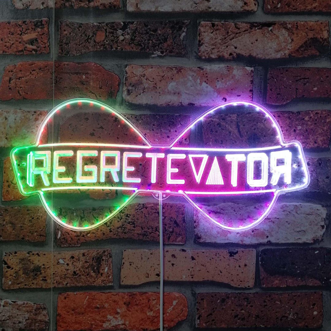 Regretevator LED Light Sign, Custom Arcade Room Gaming LED Sign ...