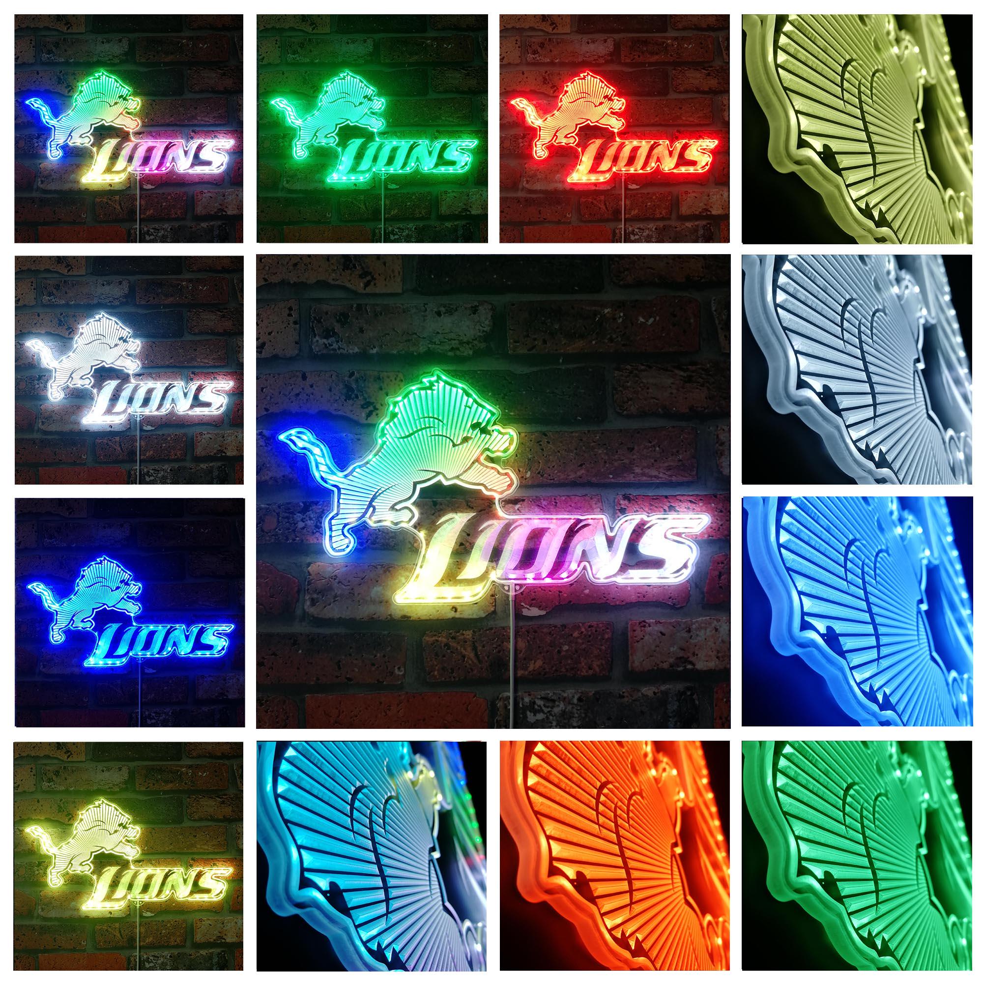Detroit Lions LED Light Sign, Custom Sport Bar Room LED Sign, Home Bar ...