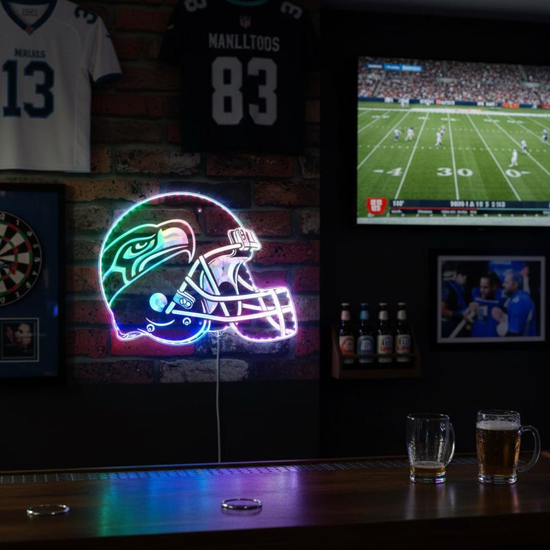 Seattle Seahawks LED Light Sign, Custom Sport Bar Room LED Sign, Home ...
