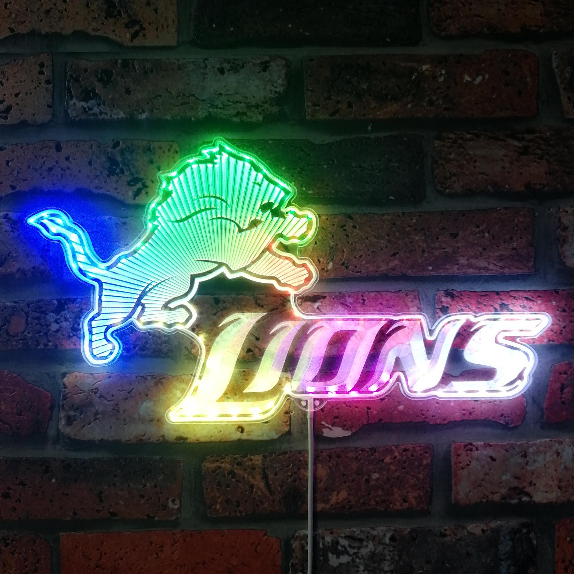 Detroit Lions LED Light Sign, Custom Sport Bar Room LED Sign, Home Bar ...