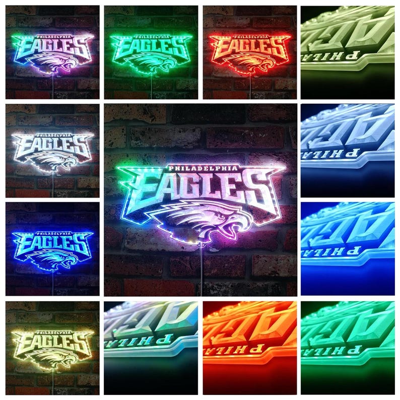 Philadelphia Eagles LED Light Sign, Custom Sport Bar Room LED Sign ...