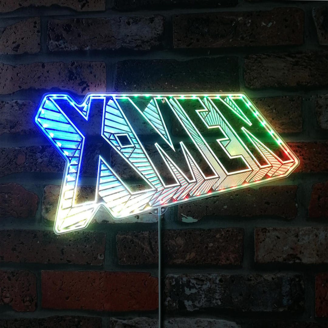 X-men Comic Class Logo LED Light Sign With Multi Colors, Game Room ...