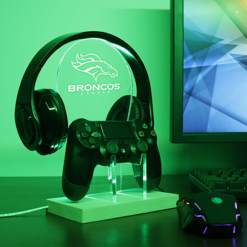 Denver Broncos Headphone Stand, LED Light Headphone Stand, Gifts for ...