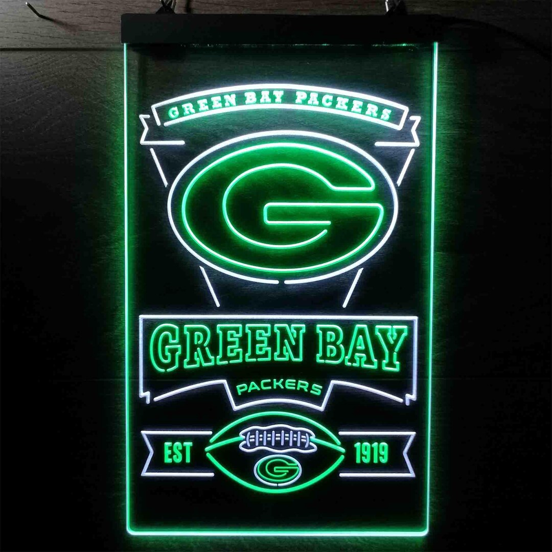Green Bay Packers LED Light Sign, Custom Name Night Display Gift for ...