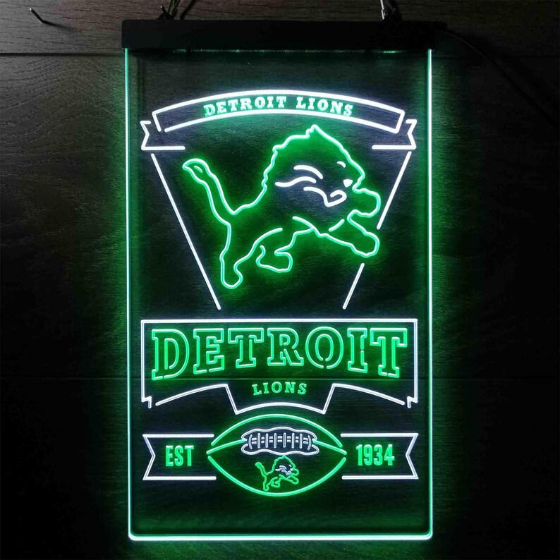 Detroit Lions LED Light Sign, Custom Name Night Display Gift for Home ...
