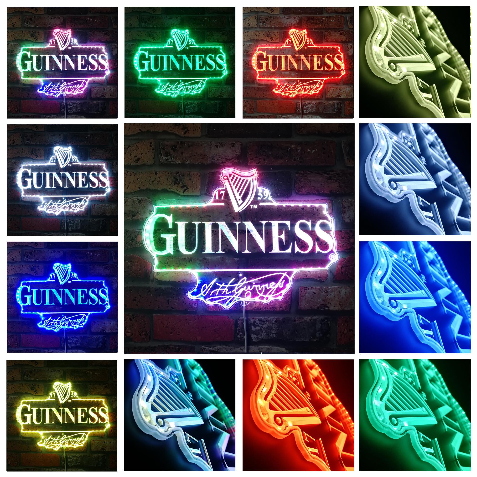 Guinness LED Light Sign With Multi Colors, Home Bar LED Sign, Home Bar ...