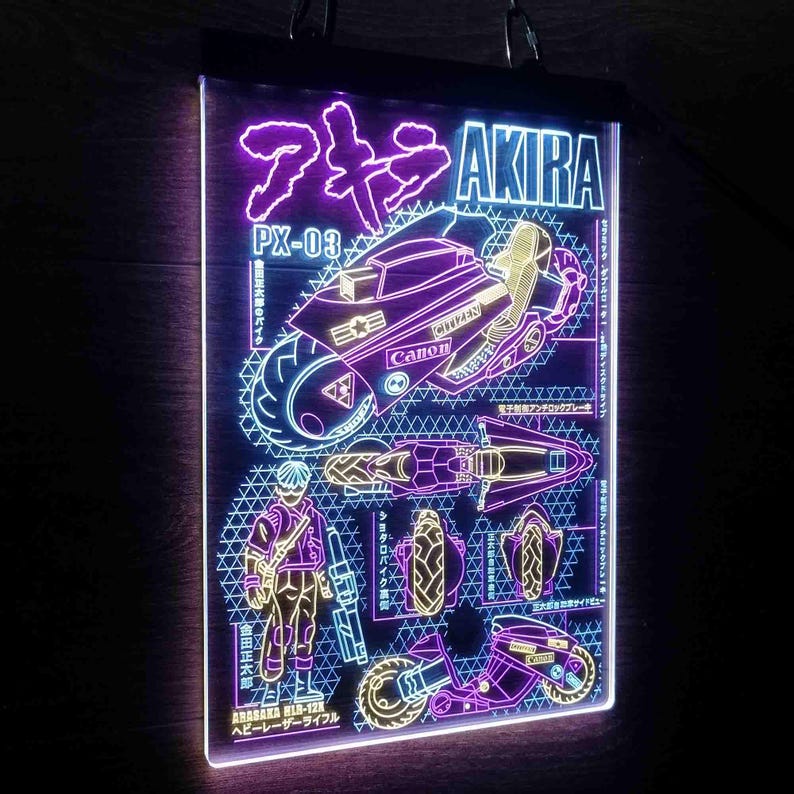 Akira Cyberpunk Bike Neon LED Light Sign, Custom Man Cave Light Sign ...