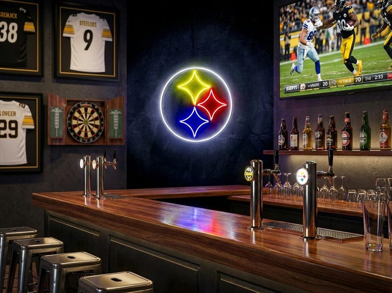 Pittsburgh Steelers Flex LED Light Sign, Custom Sport Bar Room LED Sign ...