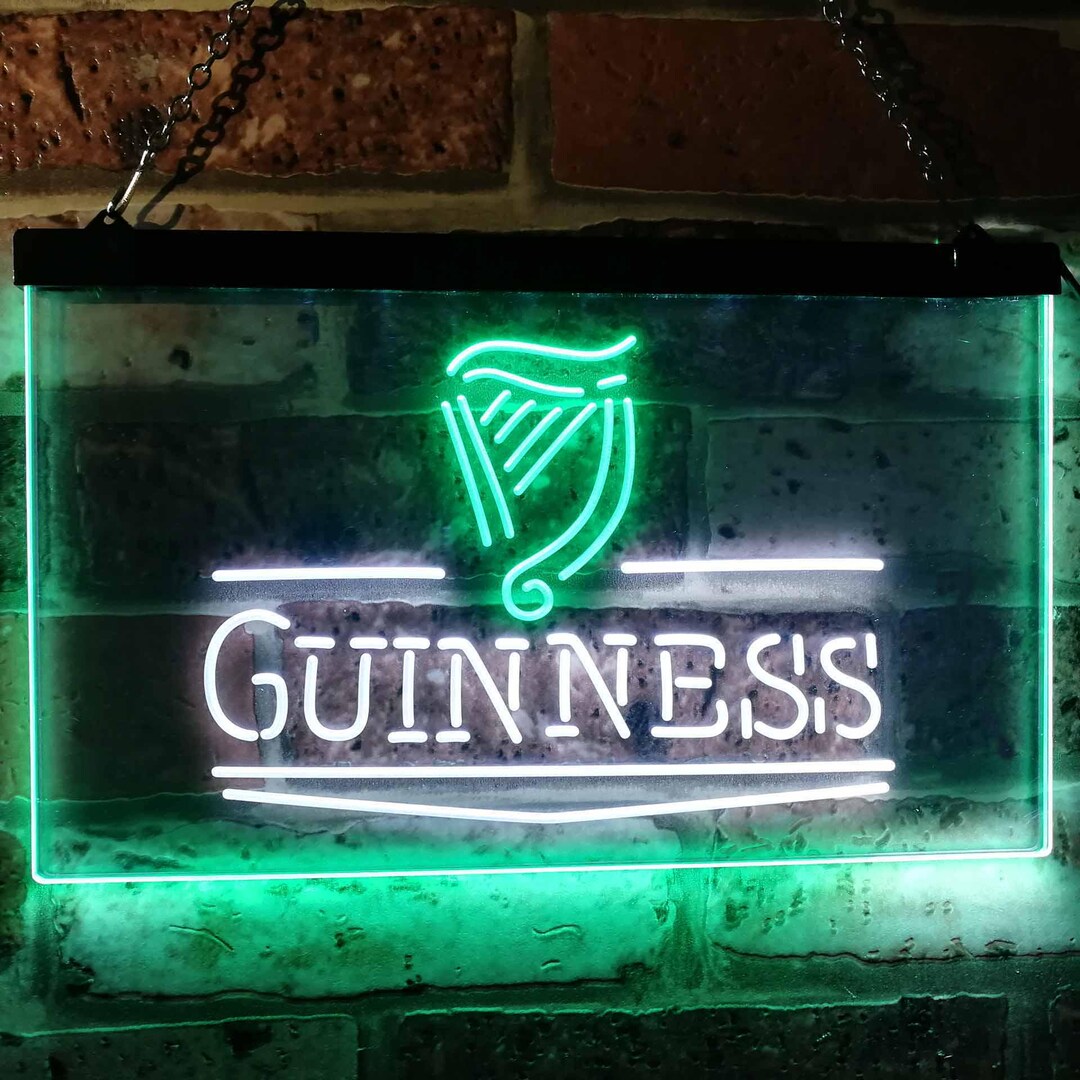 Guinness Classic Beer Bar LED Light Sign, Custom Name Night Display ...