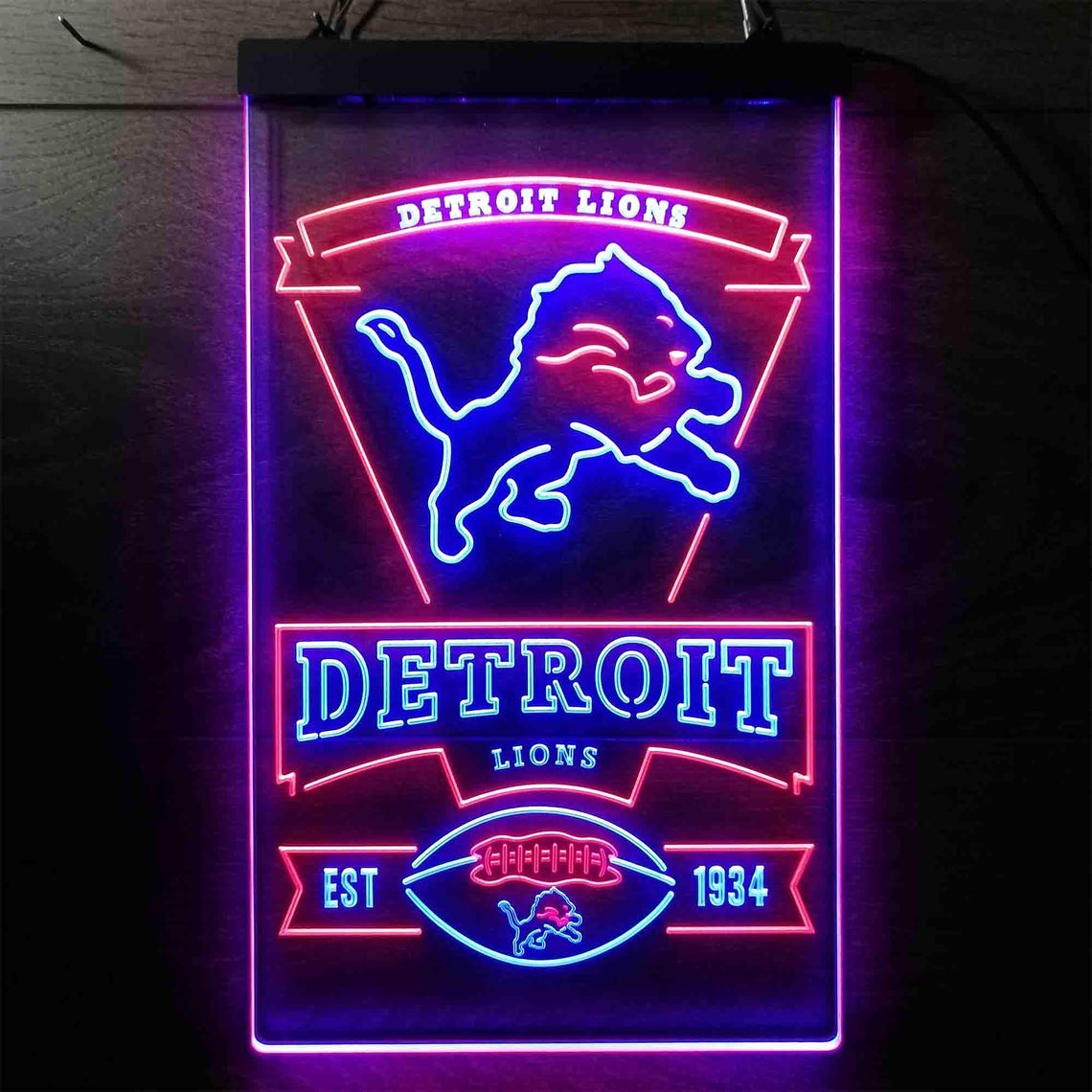 Detroit Lions LED Light Sign, Custom Name Night Display Gift for Home ...