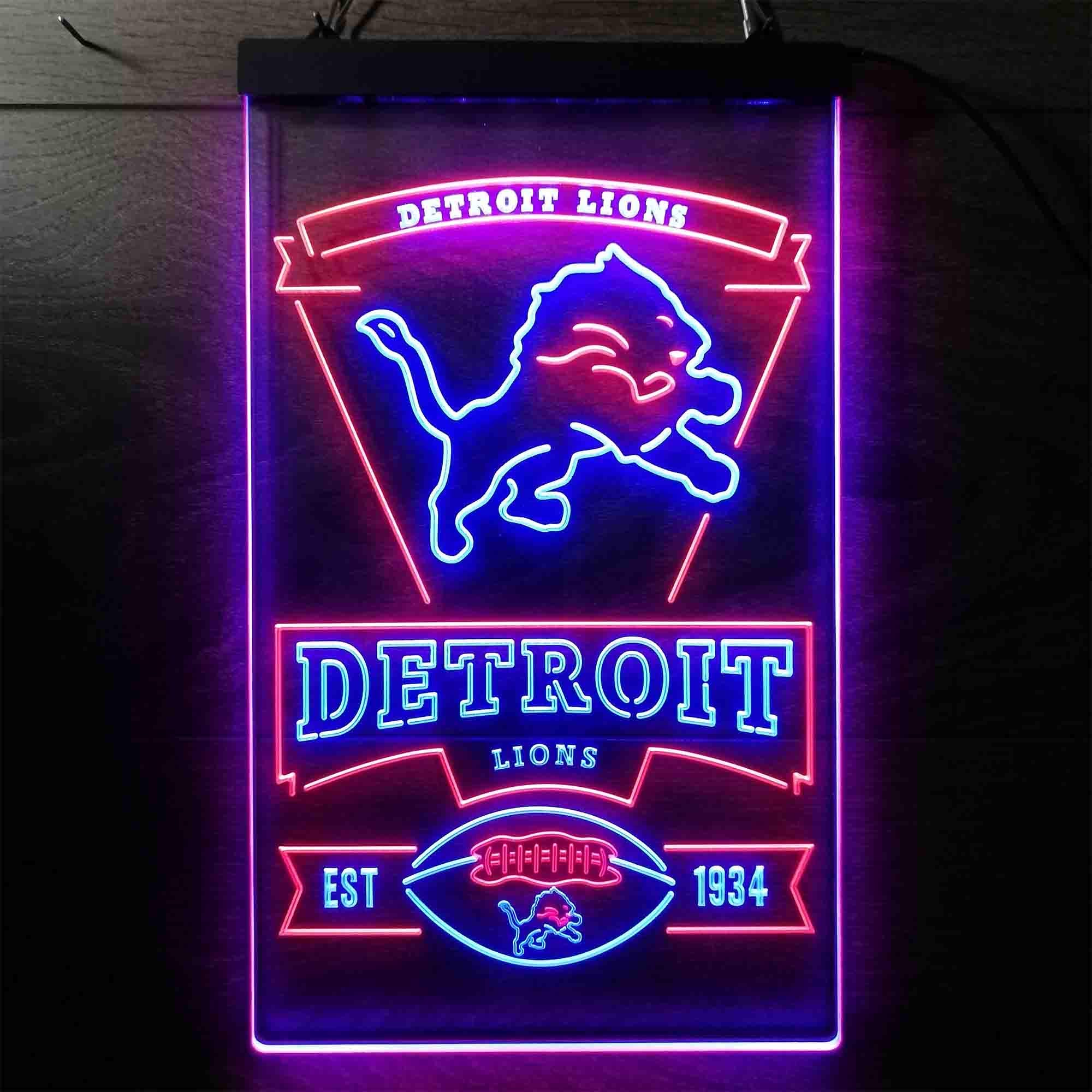 Detroit Lions LED Light Sign, Custom Name Night Display Gift for Home ...