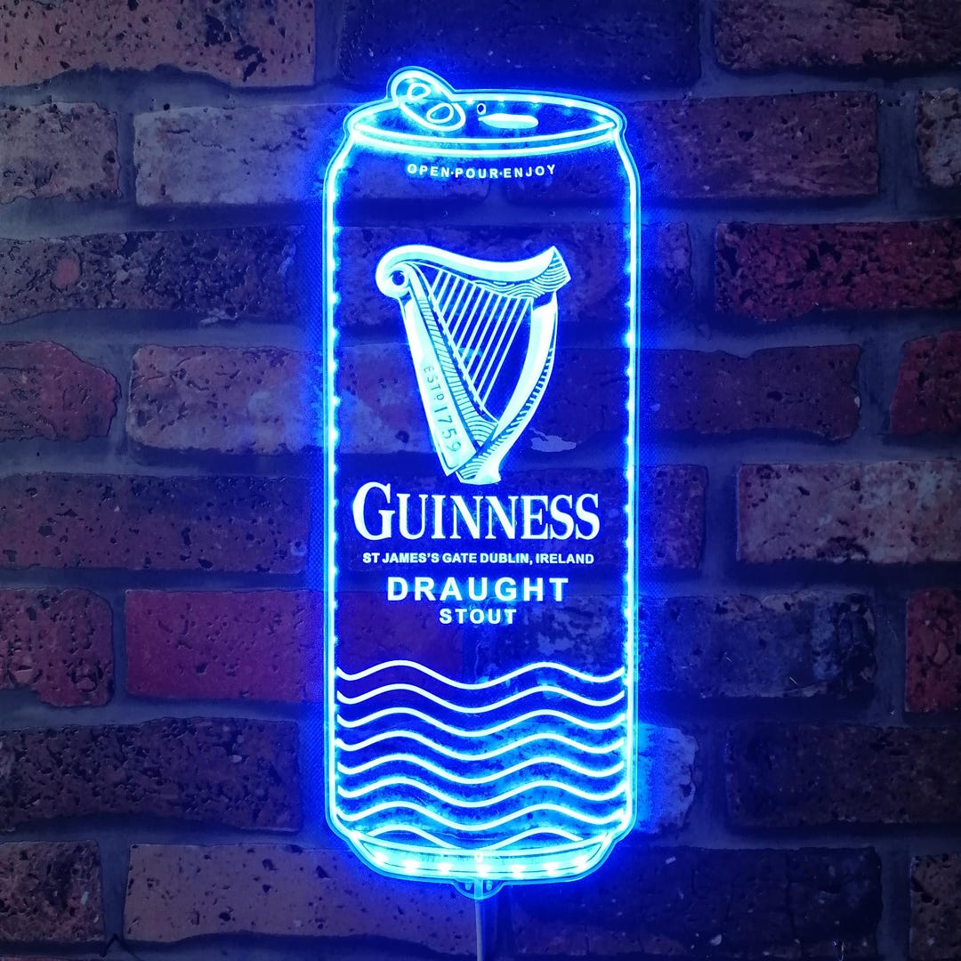 Guinness Beer Can LED Light Sign With Multi Colors, Home Bar LED Sign ...
