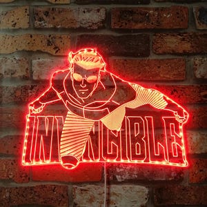 Invincible Wall LED Light Sign With Multi Colors, Custom Comic Game ...