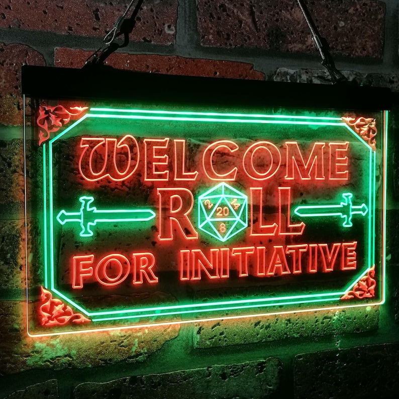 Welcome Roll Dungeon Master LED Light Sign, Custom Tabletop RPG Room ...