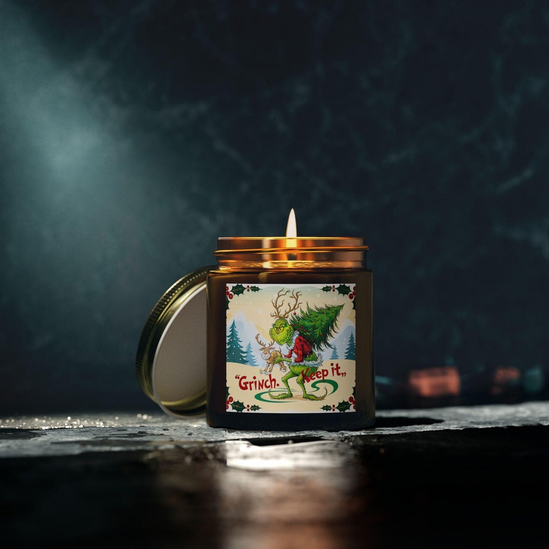 Grinch-inspired Christmas Candle: Festive Coconut Apricot Wax Scent for ...
