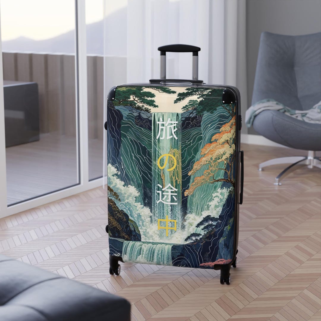 Artistic Japanese Waterfall Suitcase: Stylish Luggage for Adventurous ...