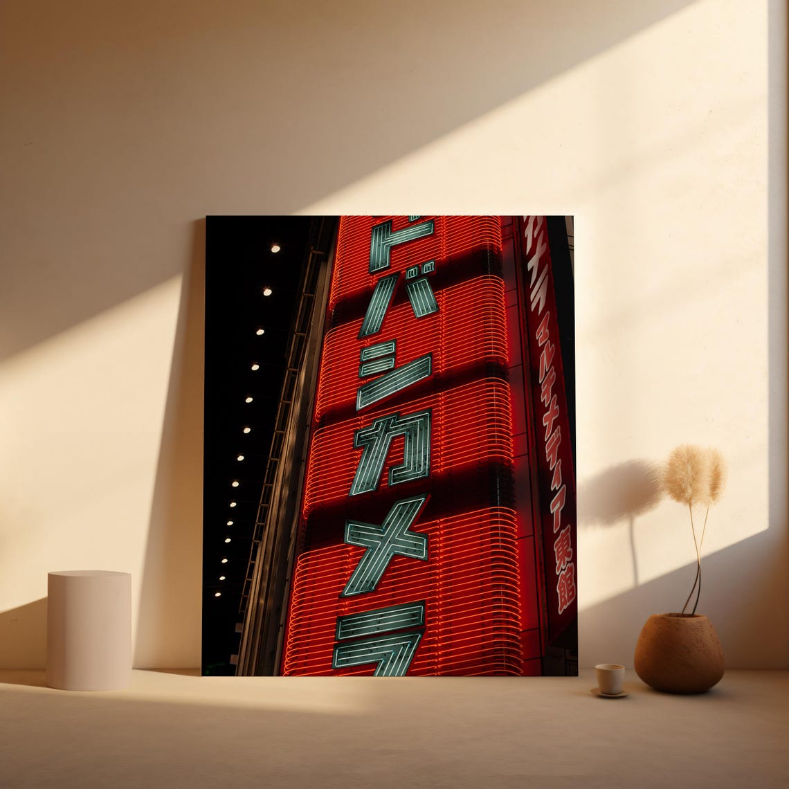 Japanese Neon Sign Canvas Print - Red Tokyo Night Photography - Modern ...