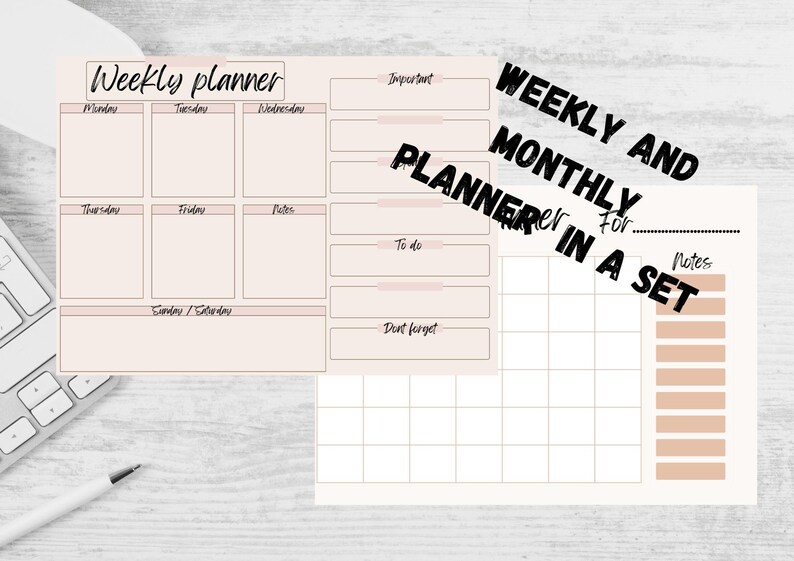 Monthly and Weekly Planner - Etsy