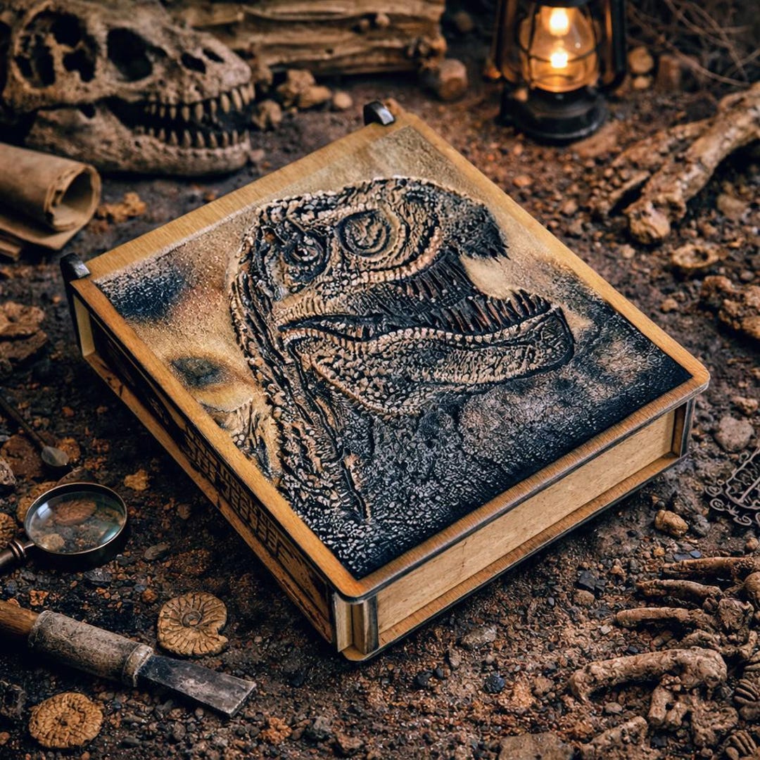 T-rex Dinosaur Wooden Box, Jurassic Keepsake Box, Laser Engraved Dino ...