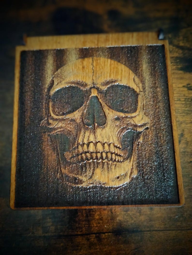 Skull Wooden Box, Gothic Keepsake Box, Laser Engraved Skull Box, Dice ...