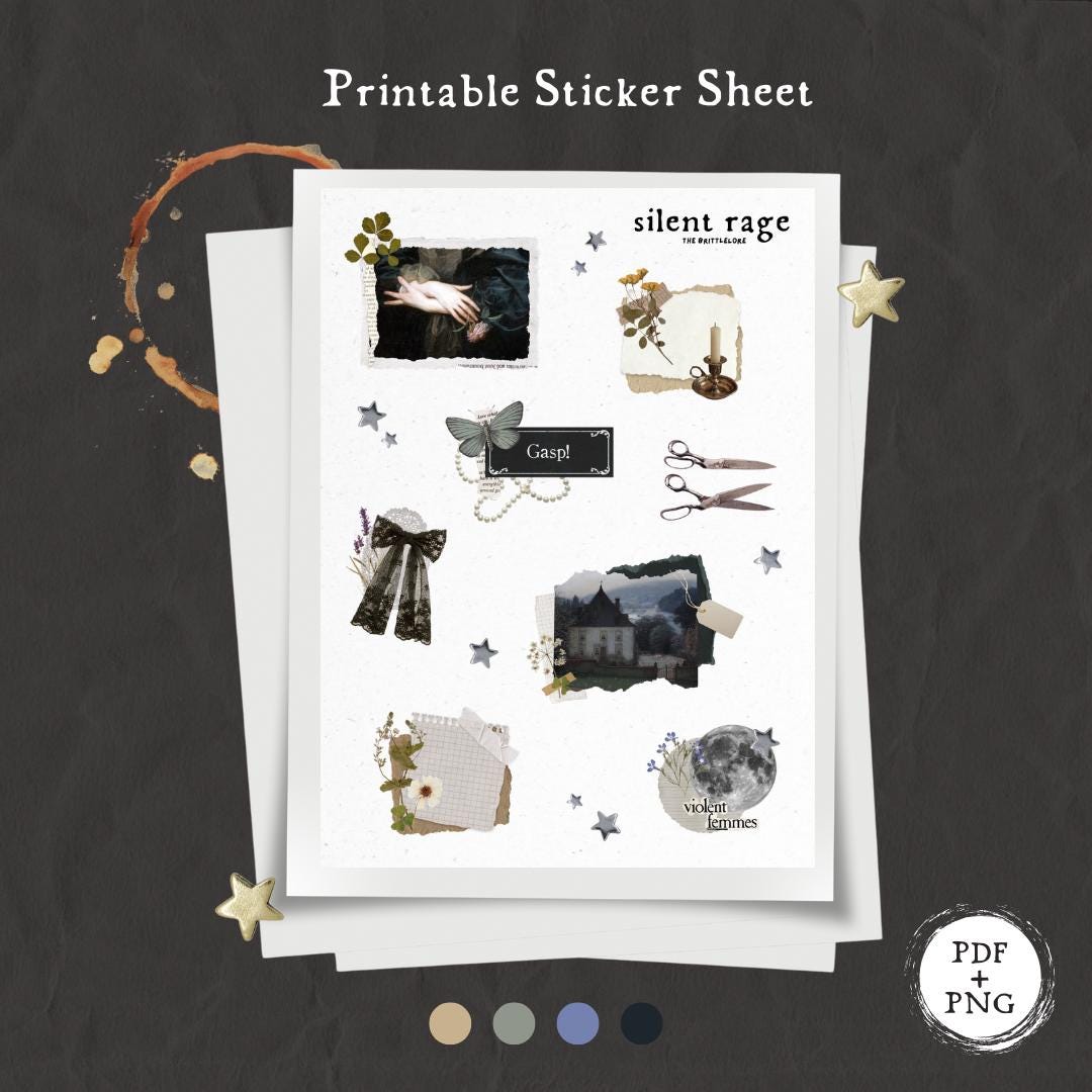 Silent Rage Sticker Sheet: Printable Stickers, Sticker Digital Download ...