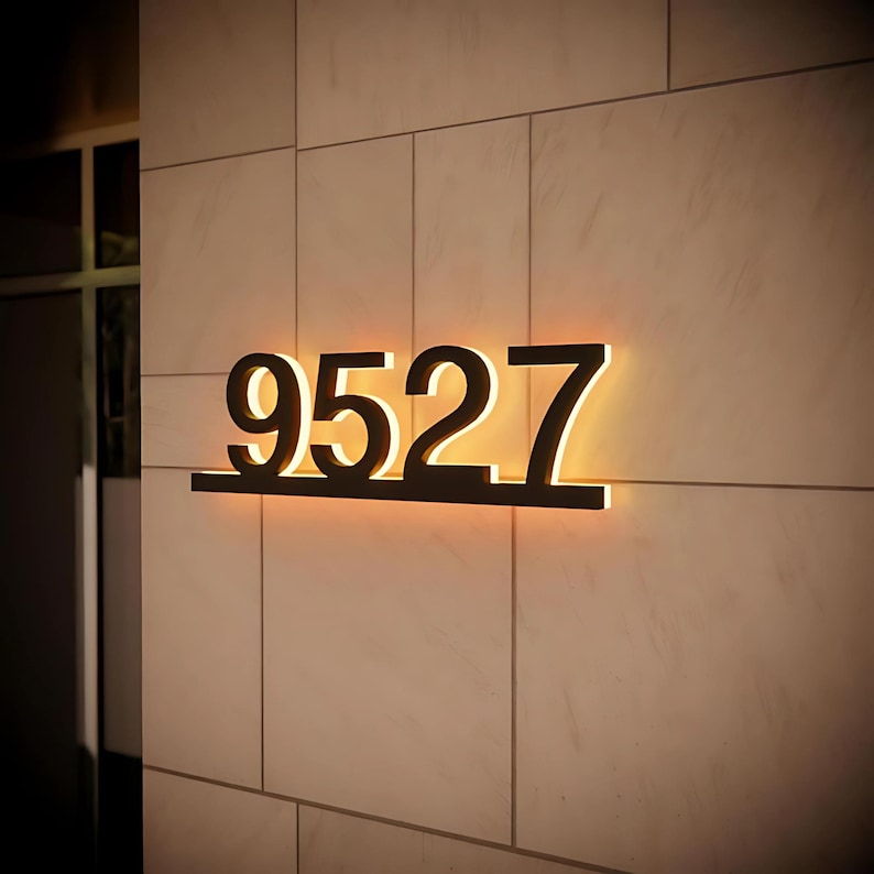 LED House Numbers, Illuminated Address Number Sign, Metal Backlit Door ...