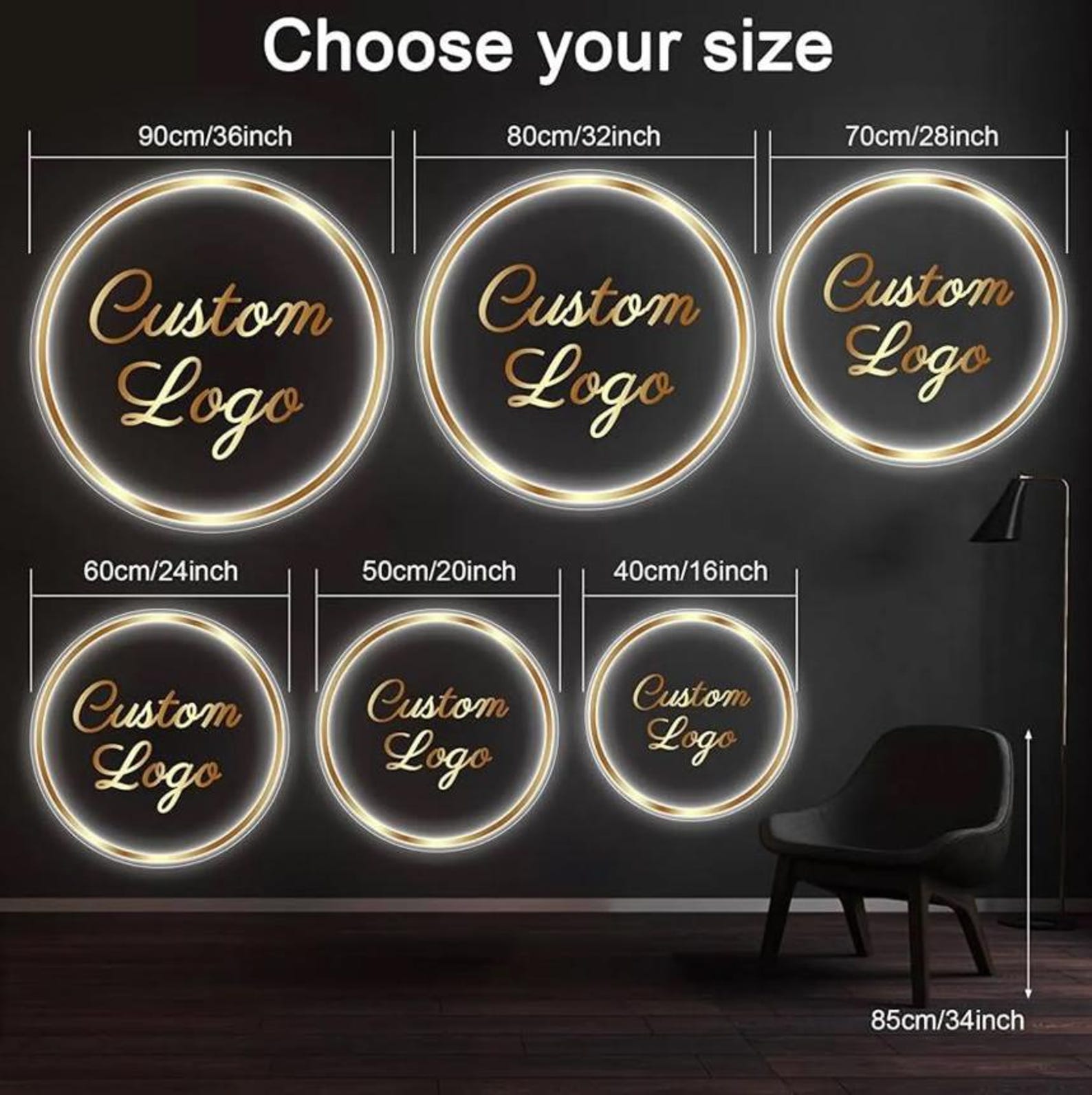 Custom Backlit Acrylic Business Sign, Round Acrylic Sign, Backlit ...