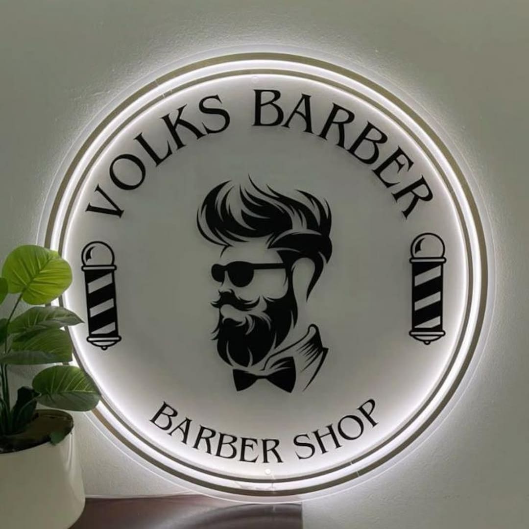 Custom Backlit Barber Shop Logo Sign, Acrylic Backlit Office Logo Sign ...